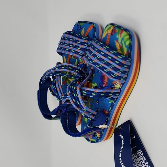 FARM Rio | Shoes | Farm Rio Blue Macaw Platform Sandals | Poshmark